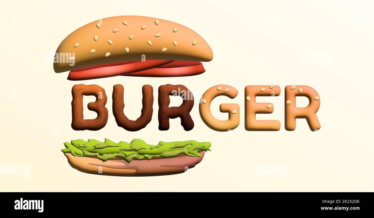 Text BURGER stylized as a hamburger. Stylish design for a brand, label ...