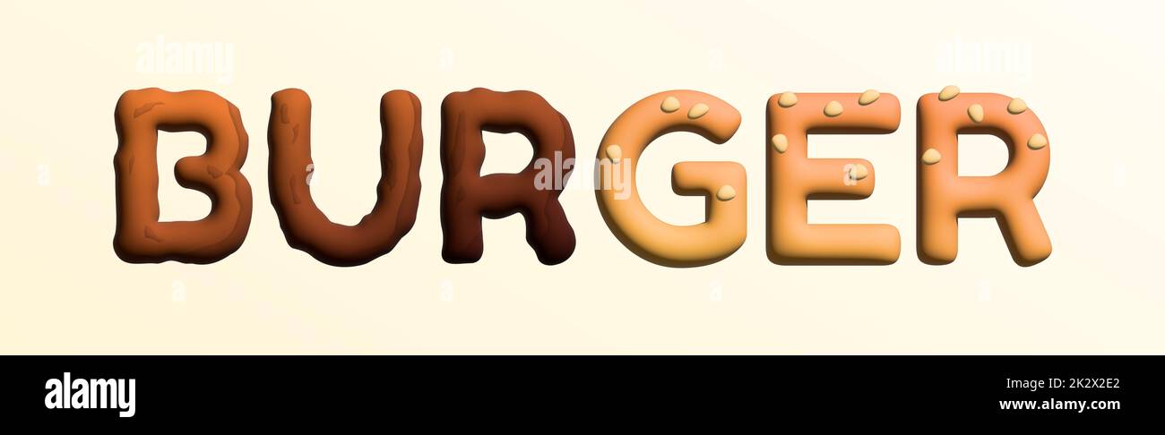 Text BURGER stylized as a hamburger. Stylish design for a brand, label ...