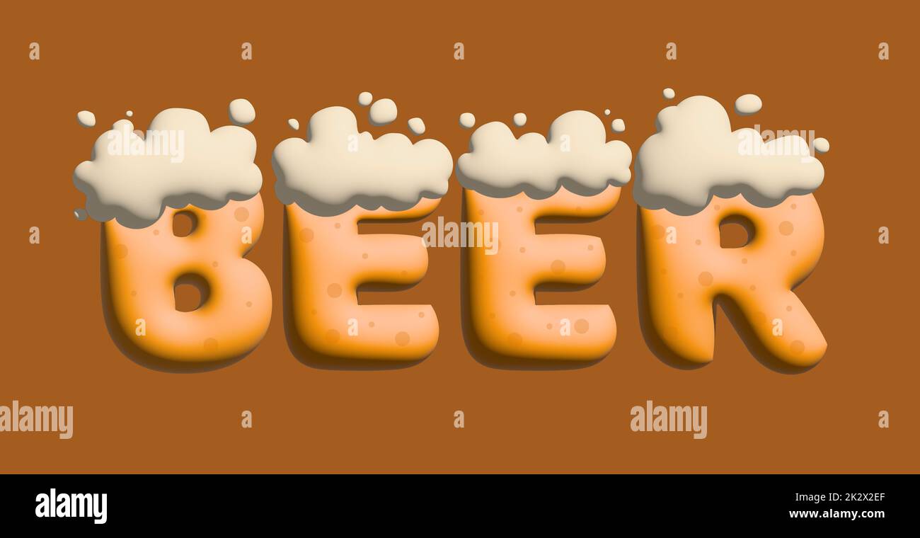 Text stylized as a beer drink, splashes and drops. Stylish design for a ...