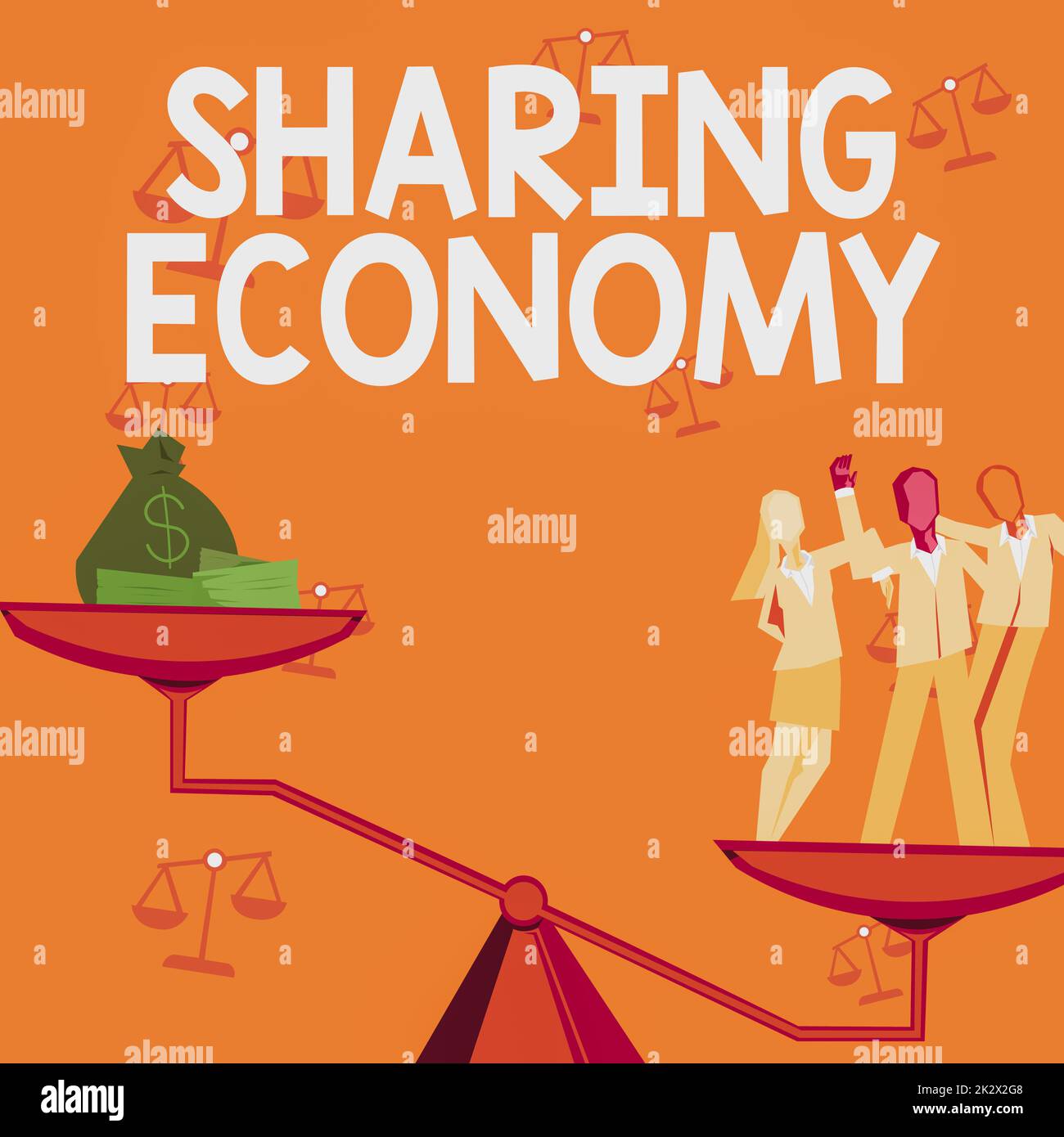 Text sign showing Sharing Economy. Word for economic model based on ...