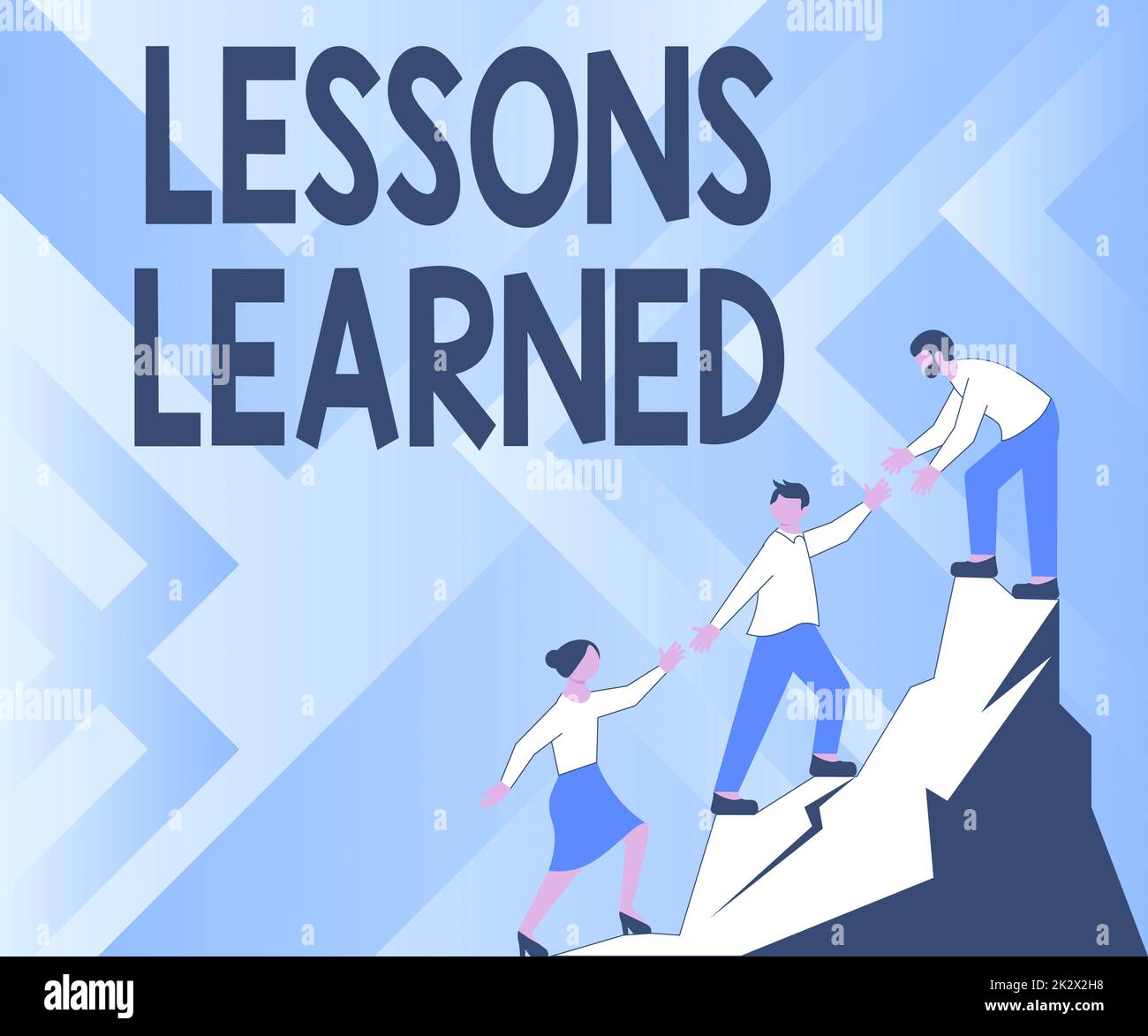 Text caption presenting Lessons Learned. Concept meaning Promote share ...