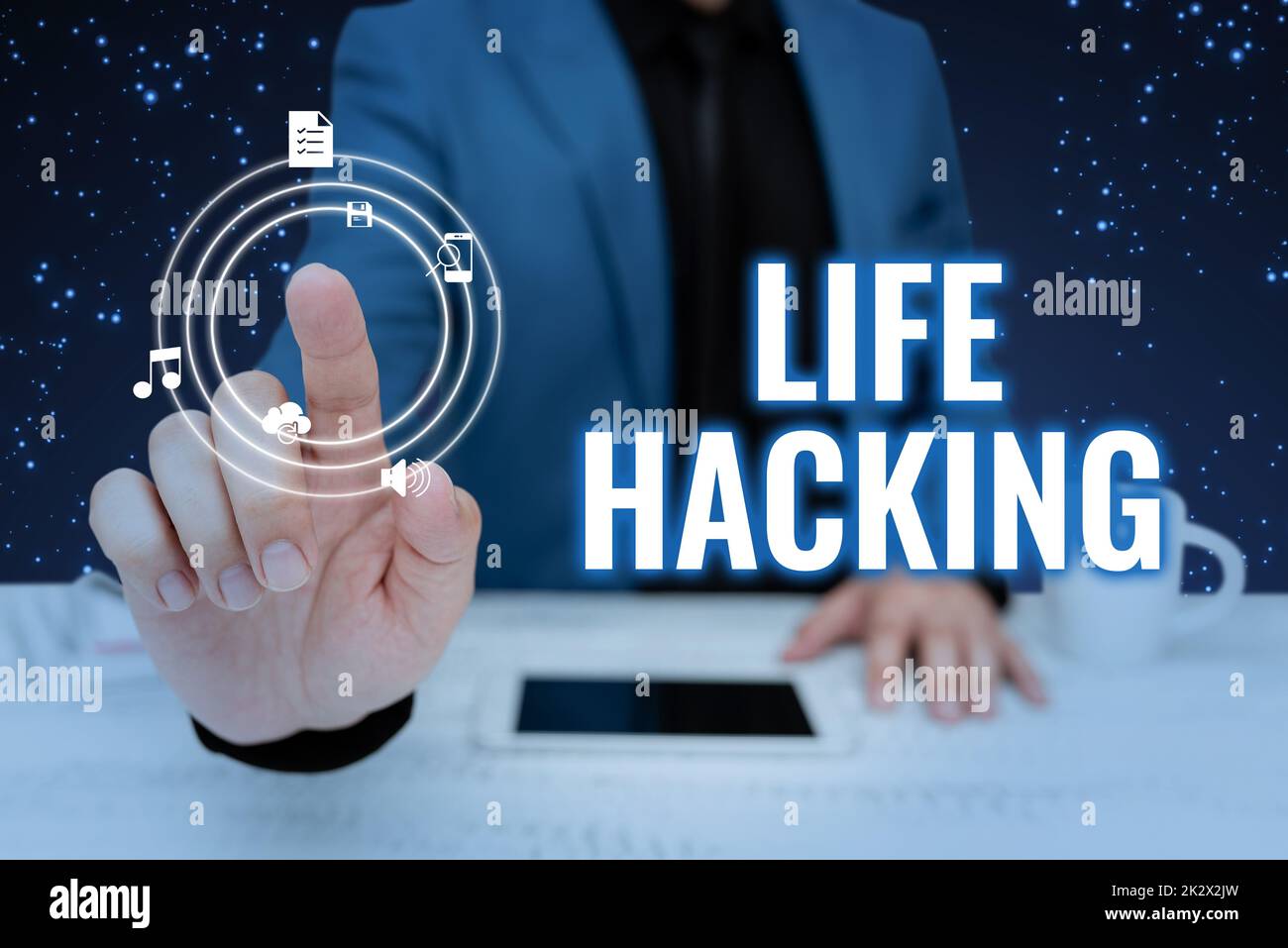 Inspiration showing sign Life Hacking. Word Written on Simple and clever techniques in ...