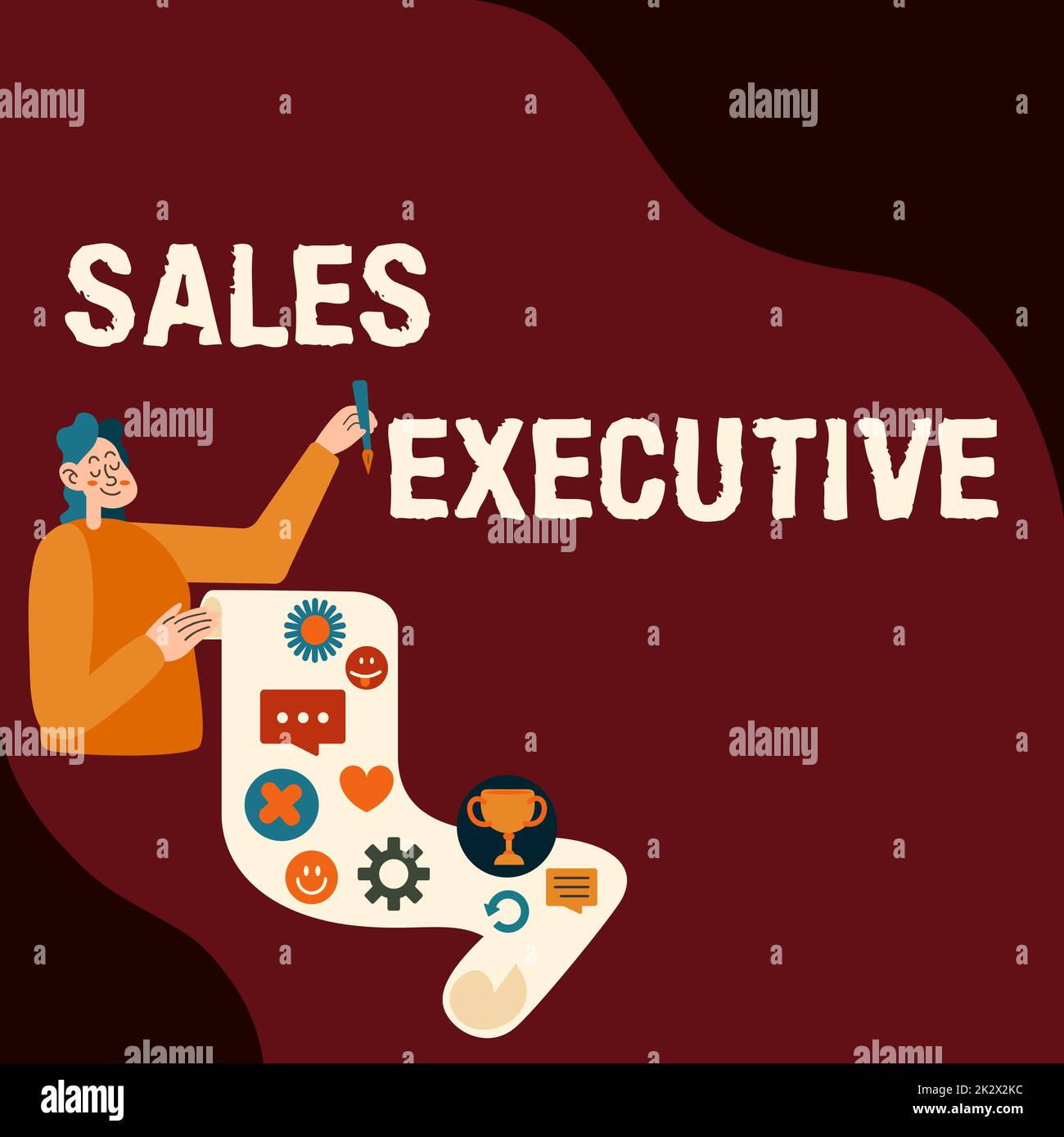 Writing displaying text Sales Executive. Business overview responsible ...