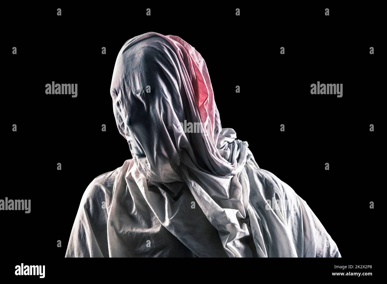 Portrait of a scary ghost isolated on black background with clipping ...