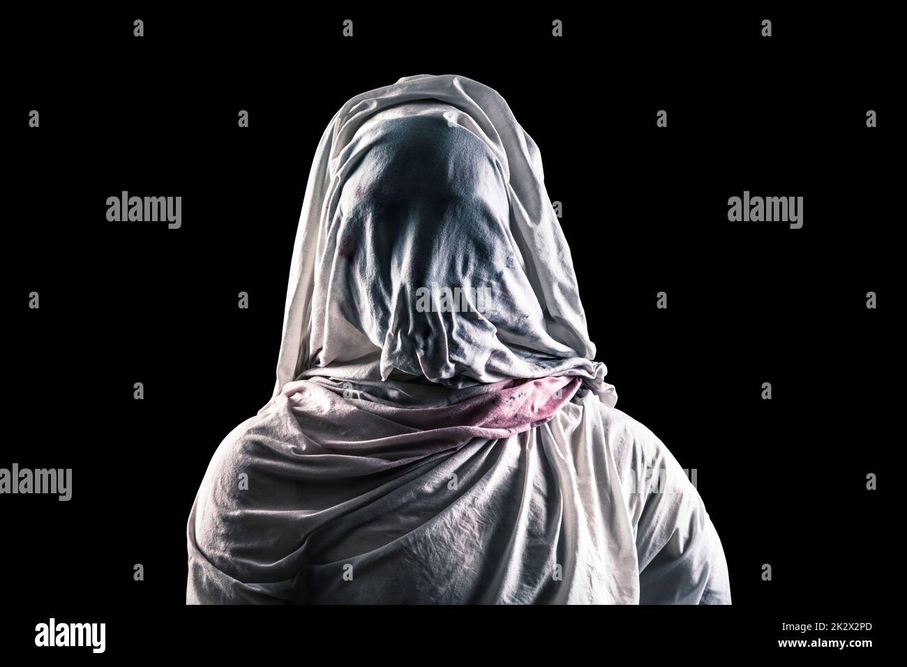 Portrait of a scary ghost isolated on black background with clipping ...