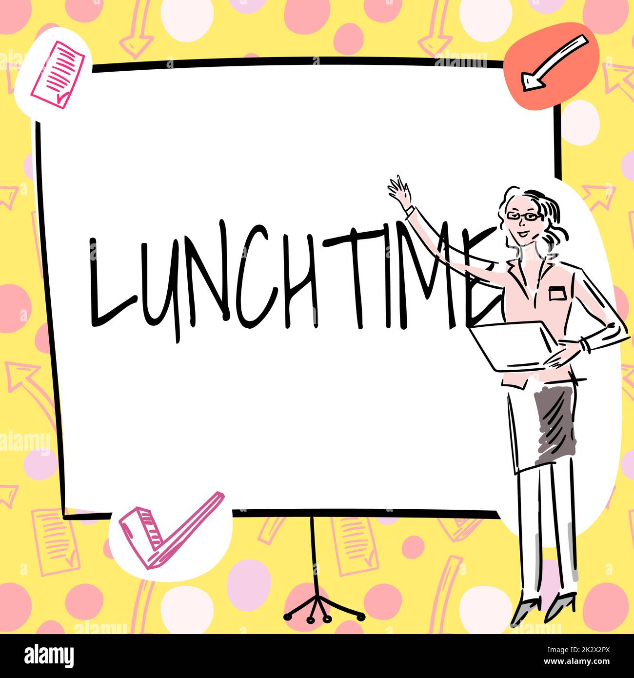 Handwriting text Lunchtime. Internet Concept Meal in the middle of the ...