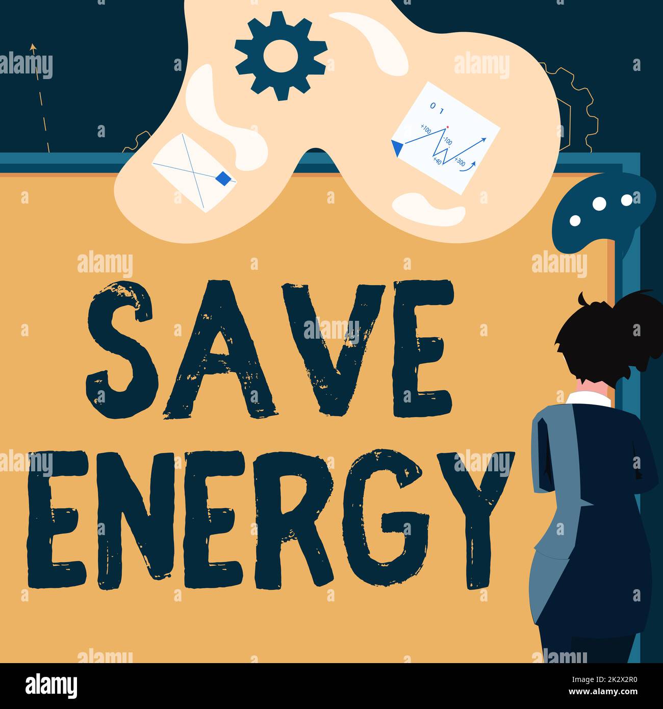 Conceptual caption Save Energy. Business showcase decreasing the amount ...