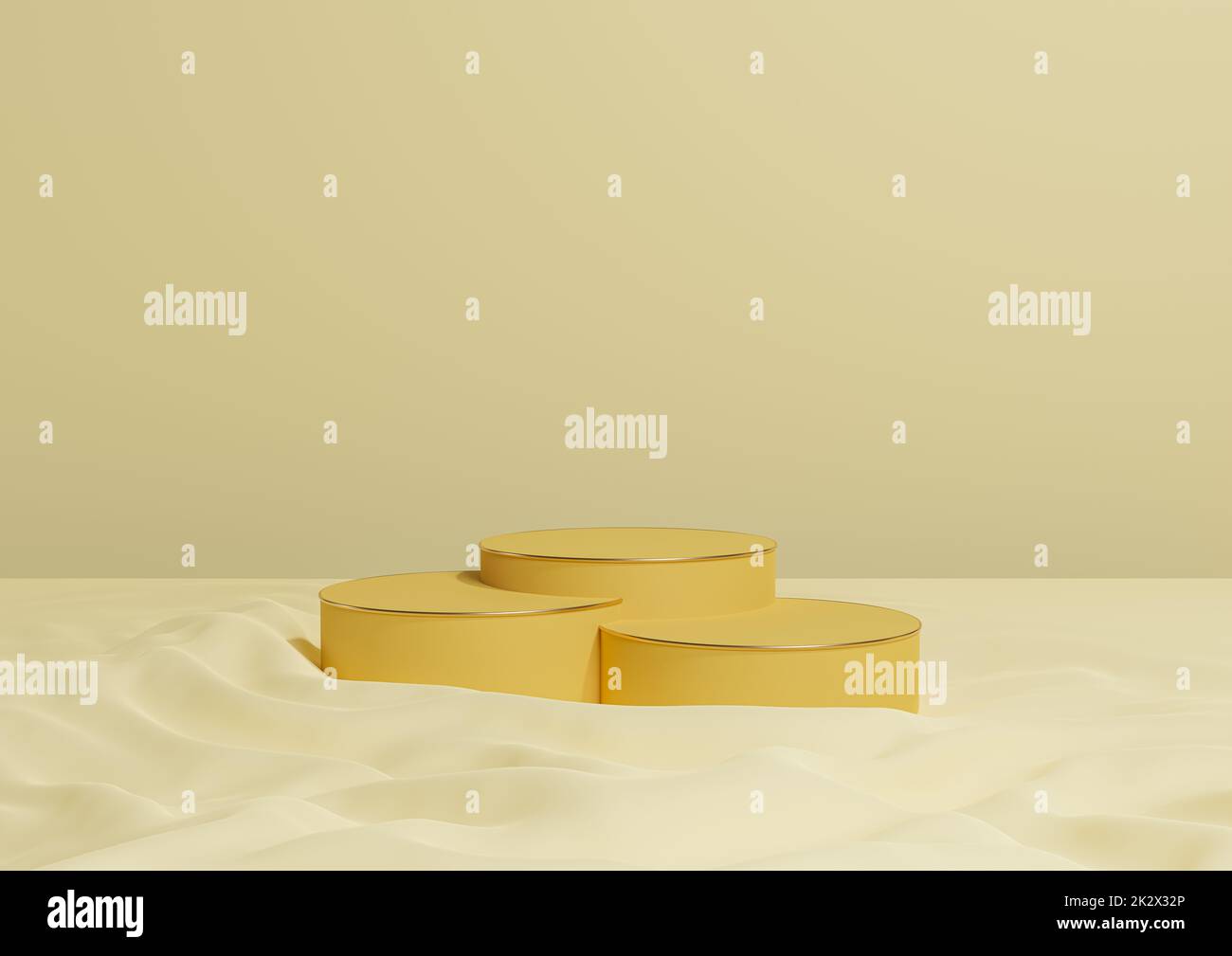 Warm, light, bright, pastel yellow 3D rendering minimal product display ...