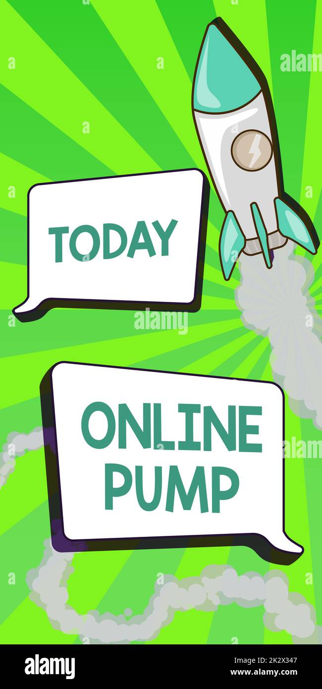 Text sign showing Online Pump. Business concept device which moves ...