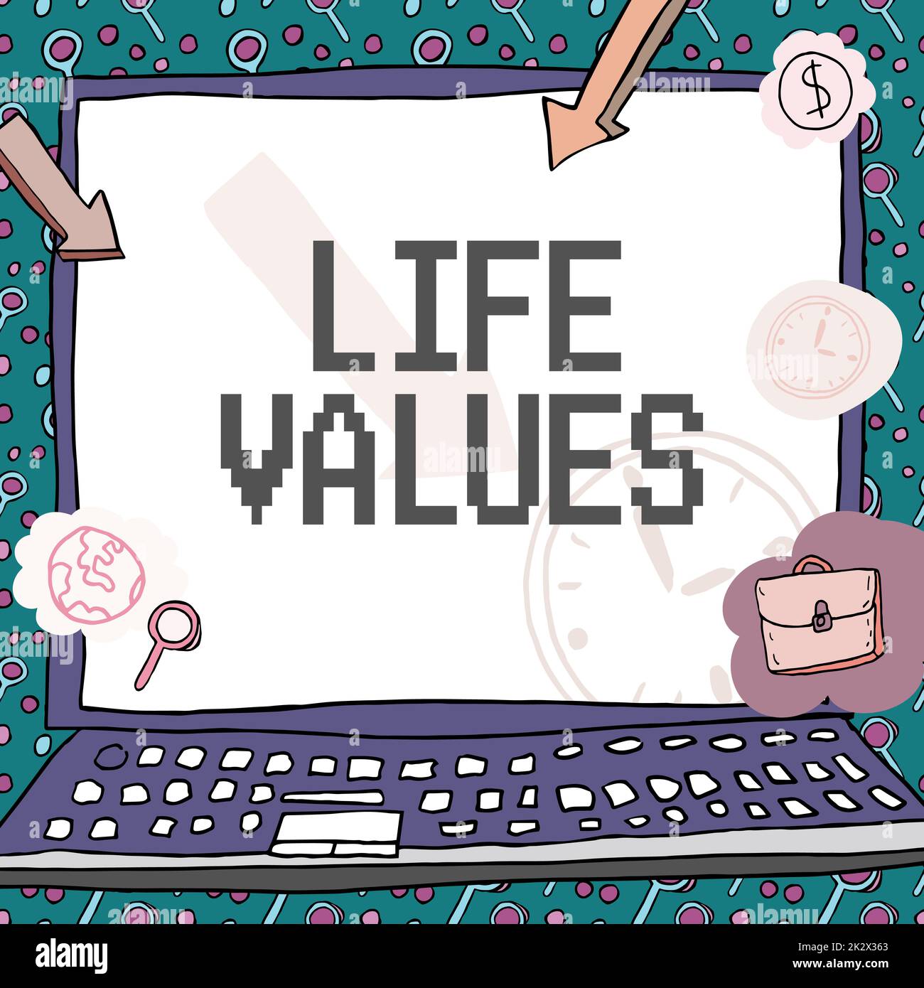 Text showing inspiration Life Values. Word for things that you believe ...