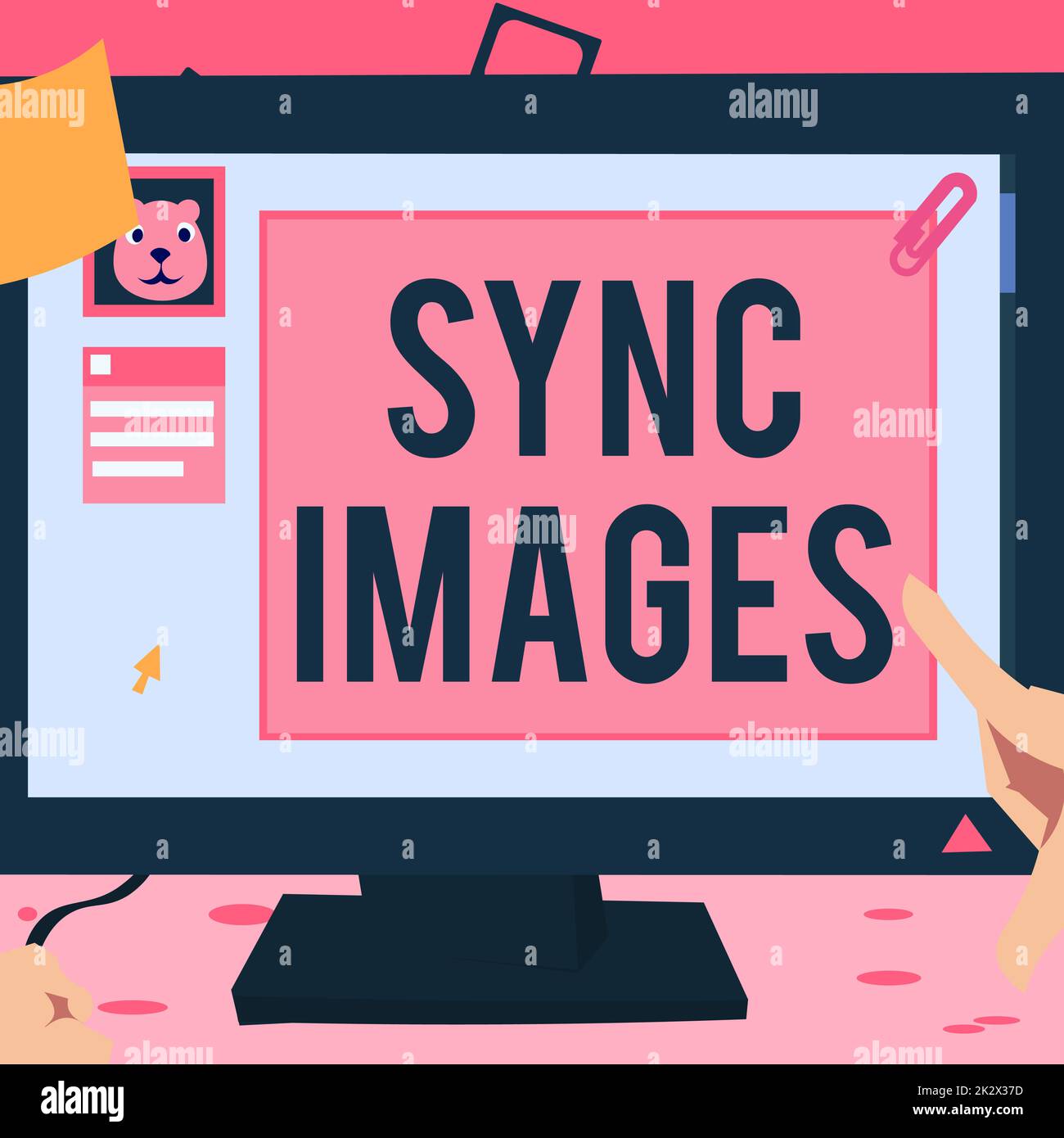 Handwriting text Sync Images. Business showcase Making photos identical ...