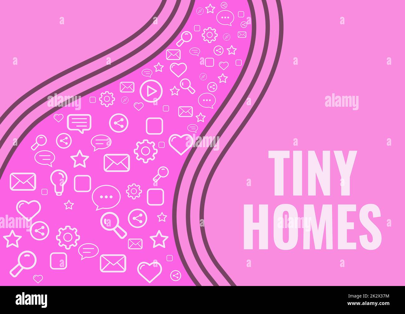 Text sign showing Tiny Homes. Word for houses contain one room only or ...