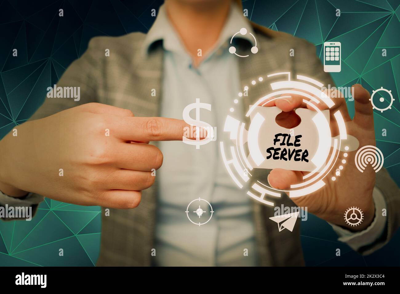 Sign Displaying File Server Business Showcase Device Which Controls Access To Separately Stored