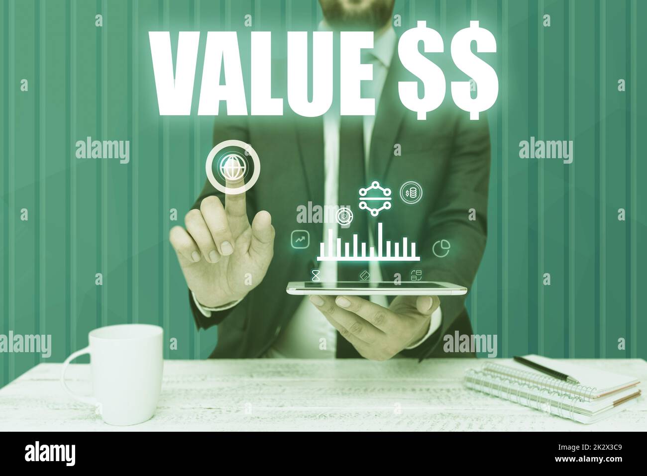 Writing displaying text Value Dolar. Business idea the worth of the ...