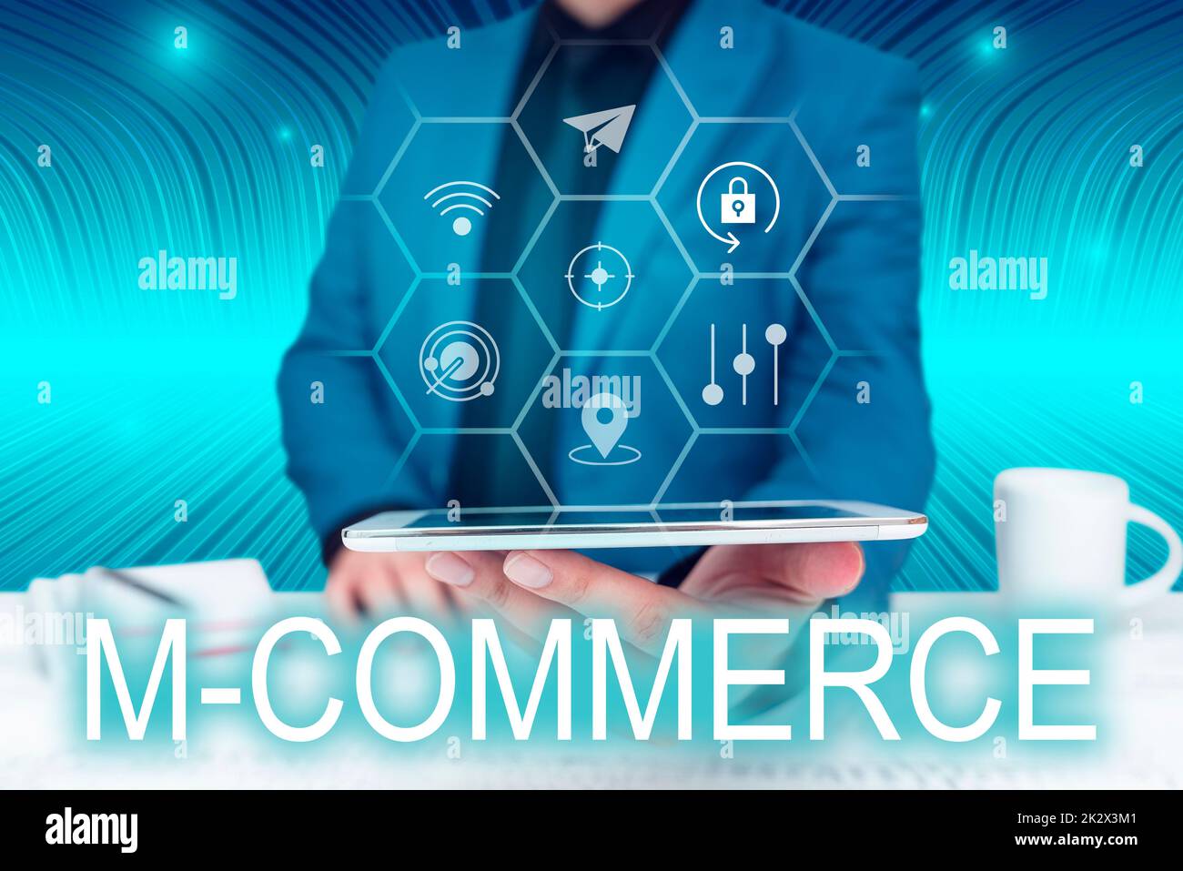 Conceptual display M Commerce. Business approach commercial ...