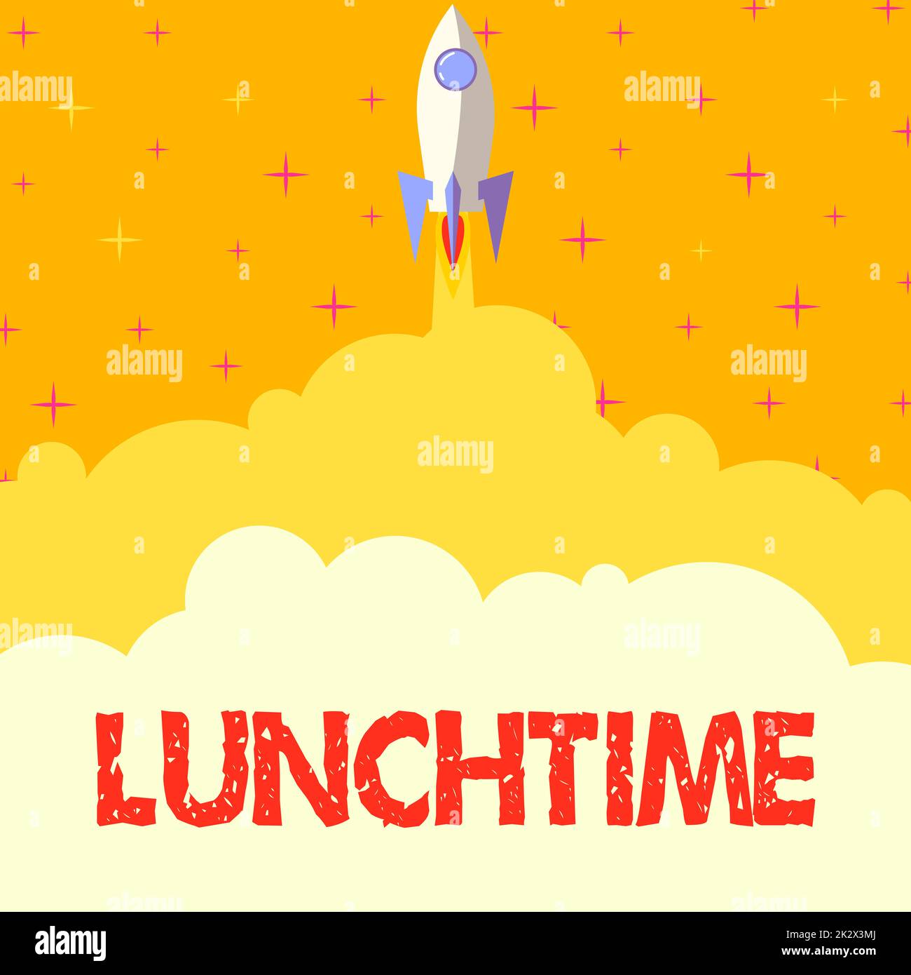 Text sign showing Lunchtime. Conceptual photo Meal in the middle of the ...