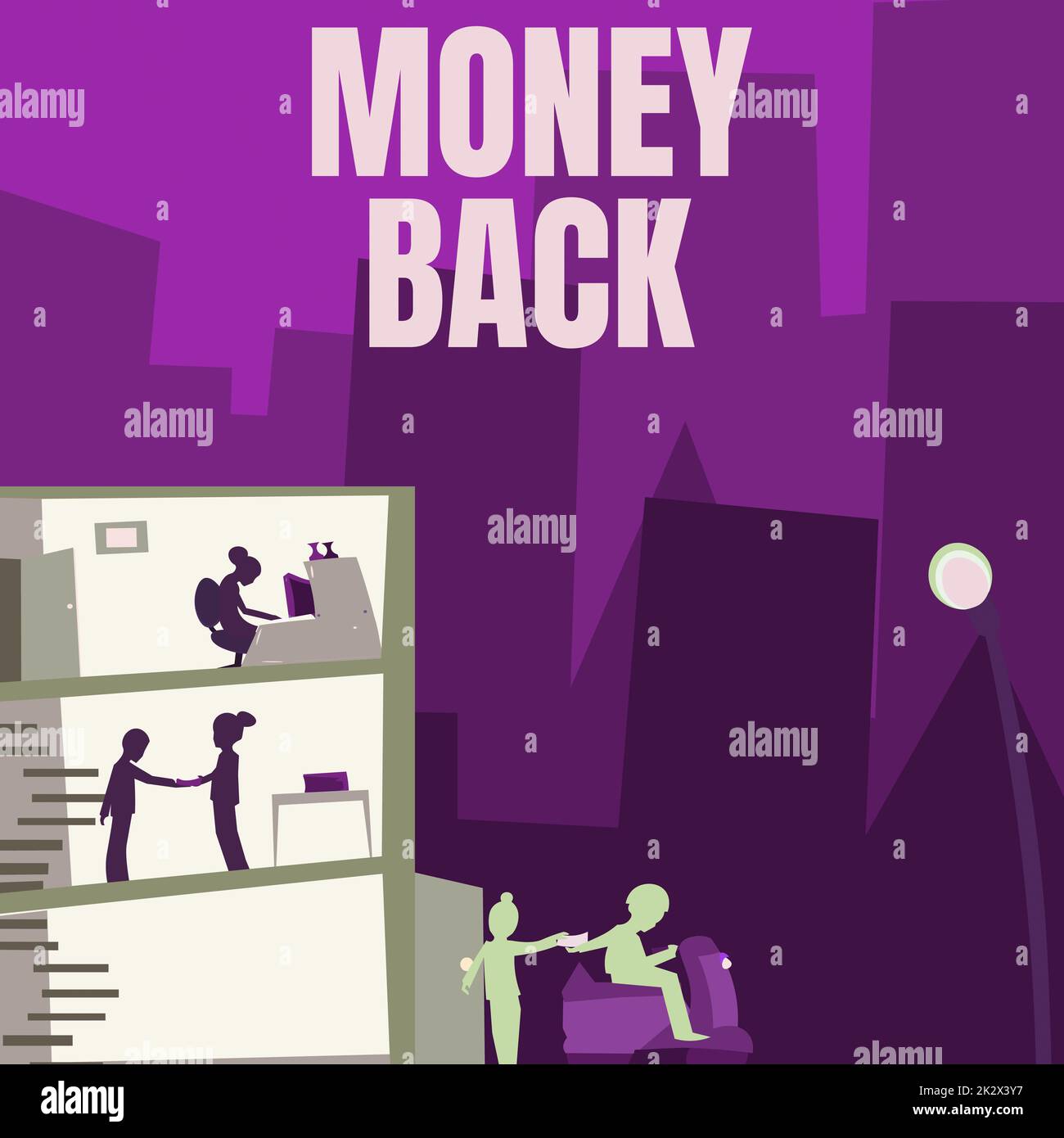 Hand writing sign Money Back. Business approach get what you paid in ...