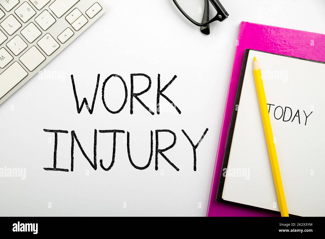 Hand writing sign Work Injury. Concept meaning Accident in job Danger ...