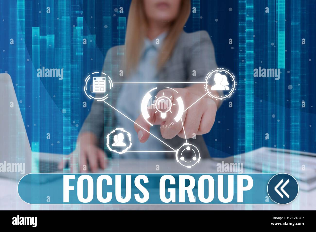 Conceptual display Focus Group. Business showcase showing assembled to ...