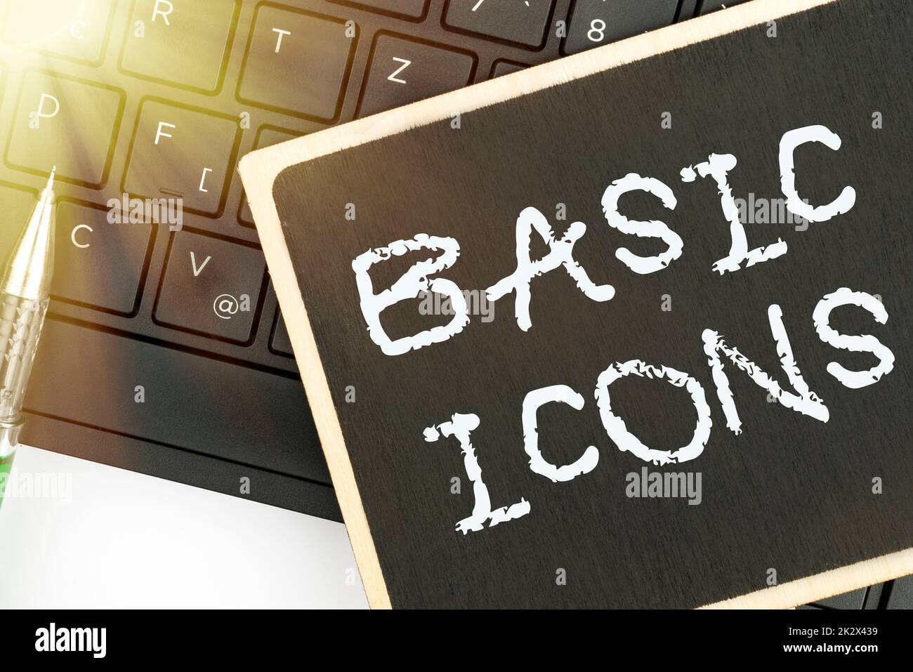 Handwriting text Basic Icons. Word for pictogram or ideogram displayed ...