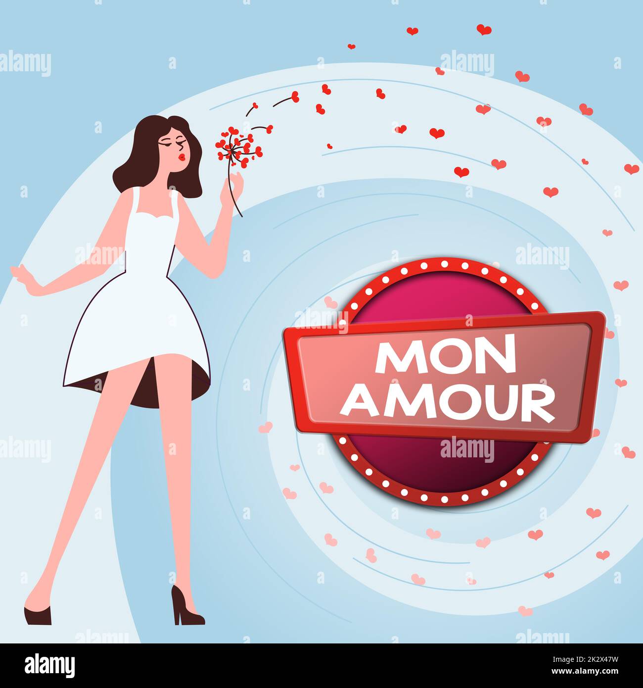 Hand writing sign MON AMOUR. Conceptual photo French name of lover ...