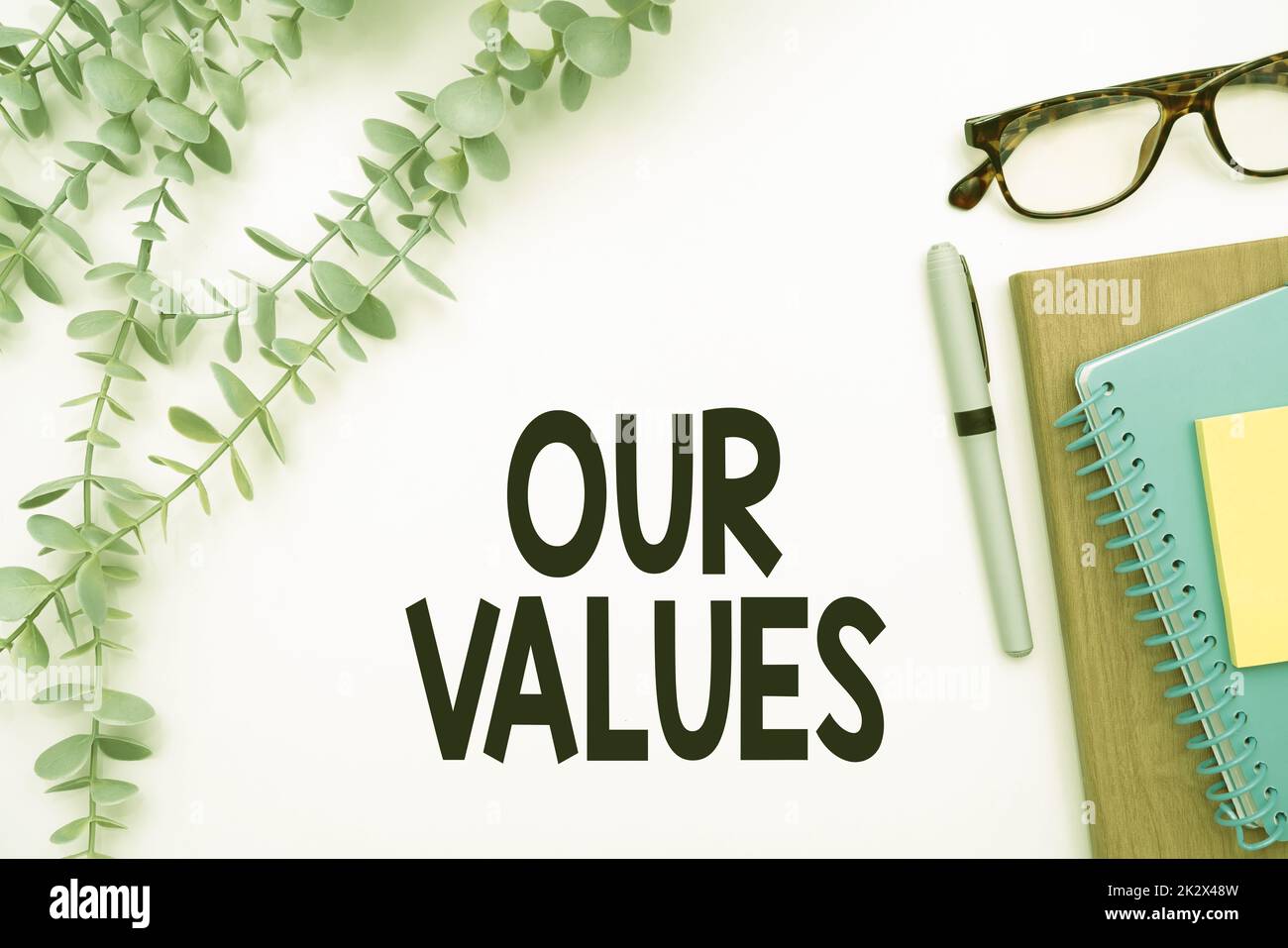 Conceptual caption Our Values. Internet Concept list of morals companies or individuals commit ...