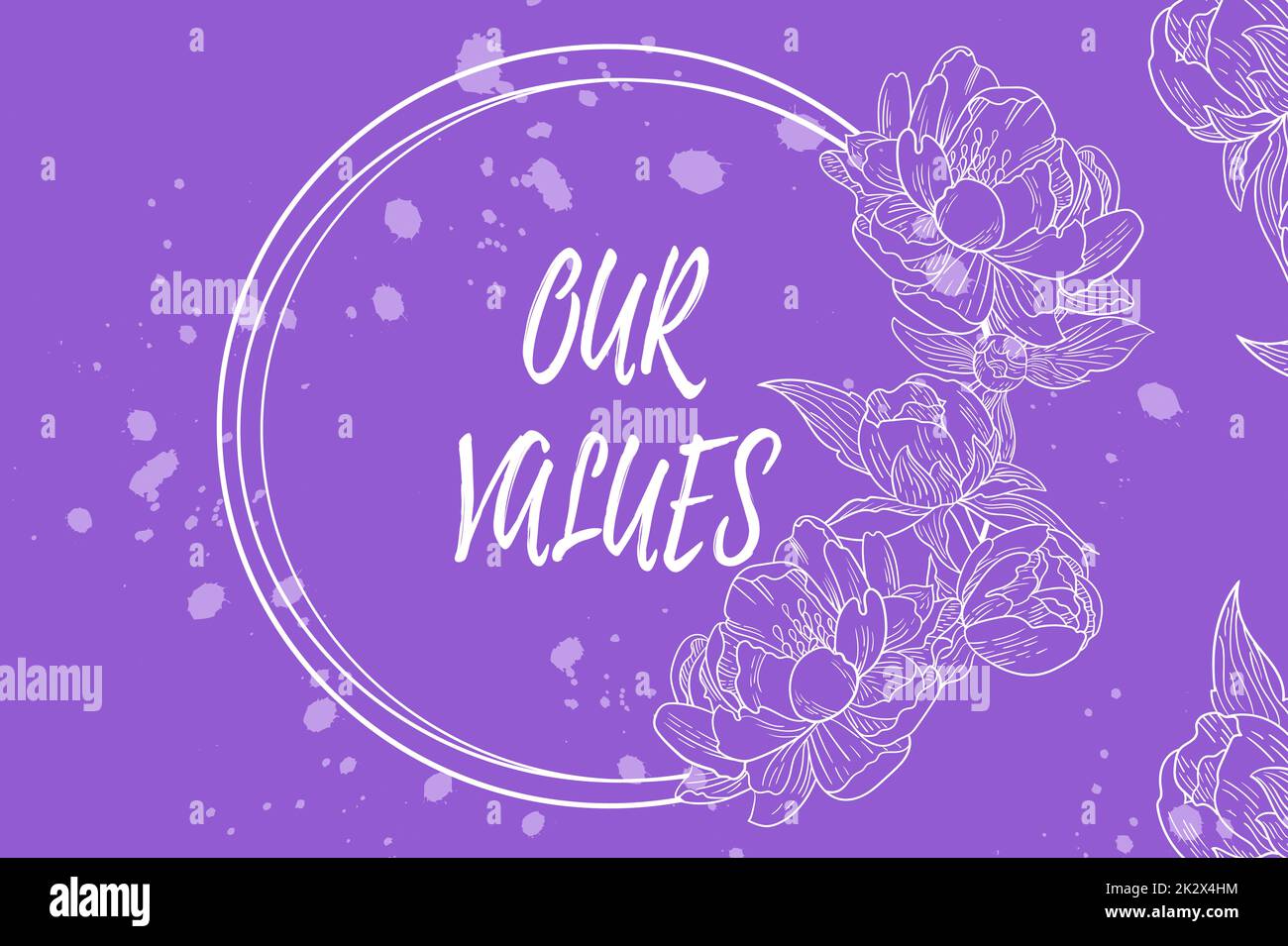 Conceptual display Our Values. Business showcase list of morals ...