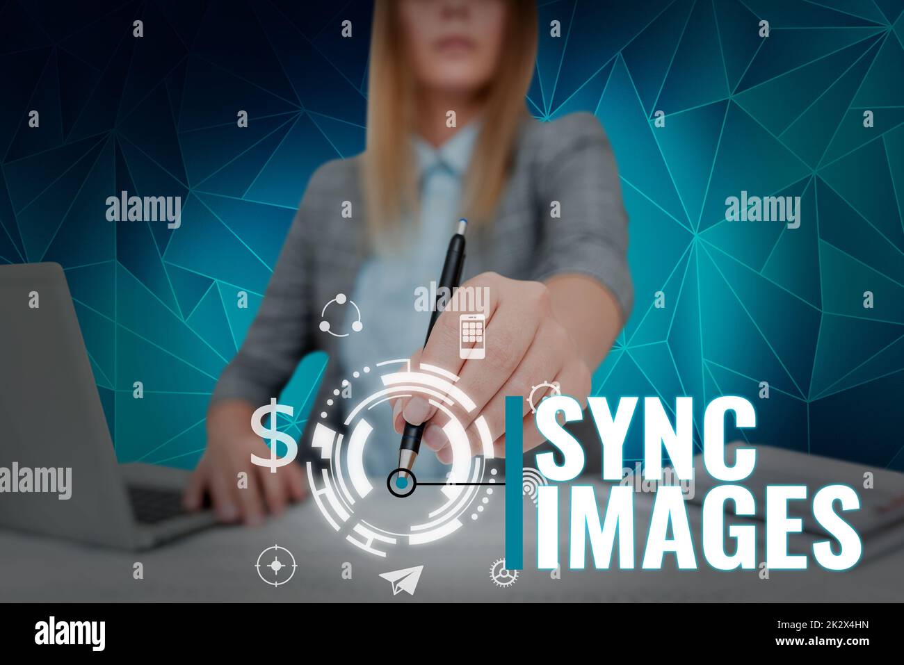 Conceptual display Sync Images. Concept meaning Making photos identical ...