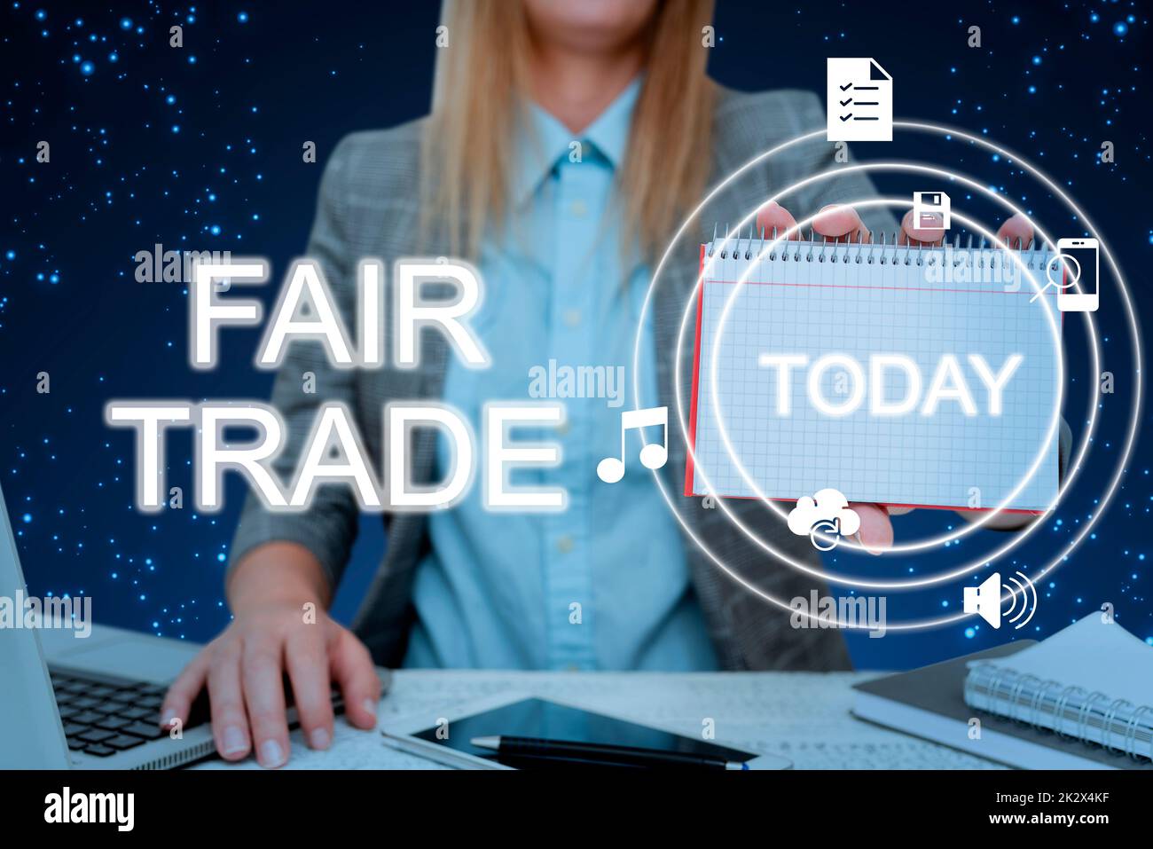 Text sign showing Fair Trade. Business idea Small increase by a ...