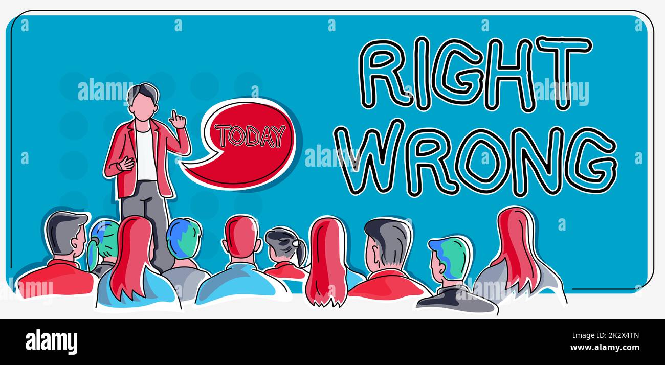 Conceptual caption Right Wrong. Business approach choose between two ...