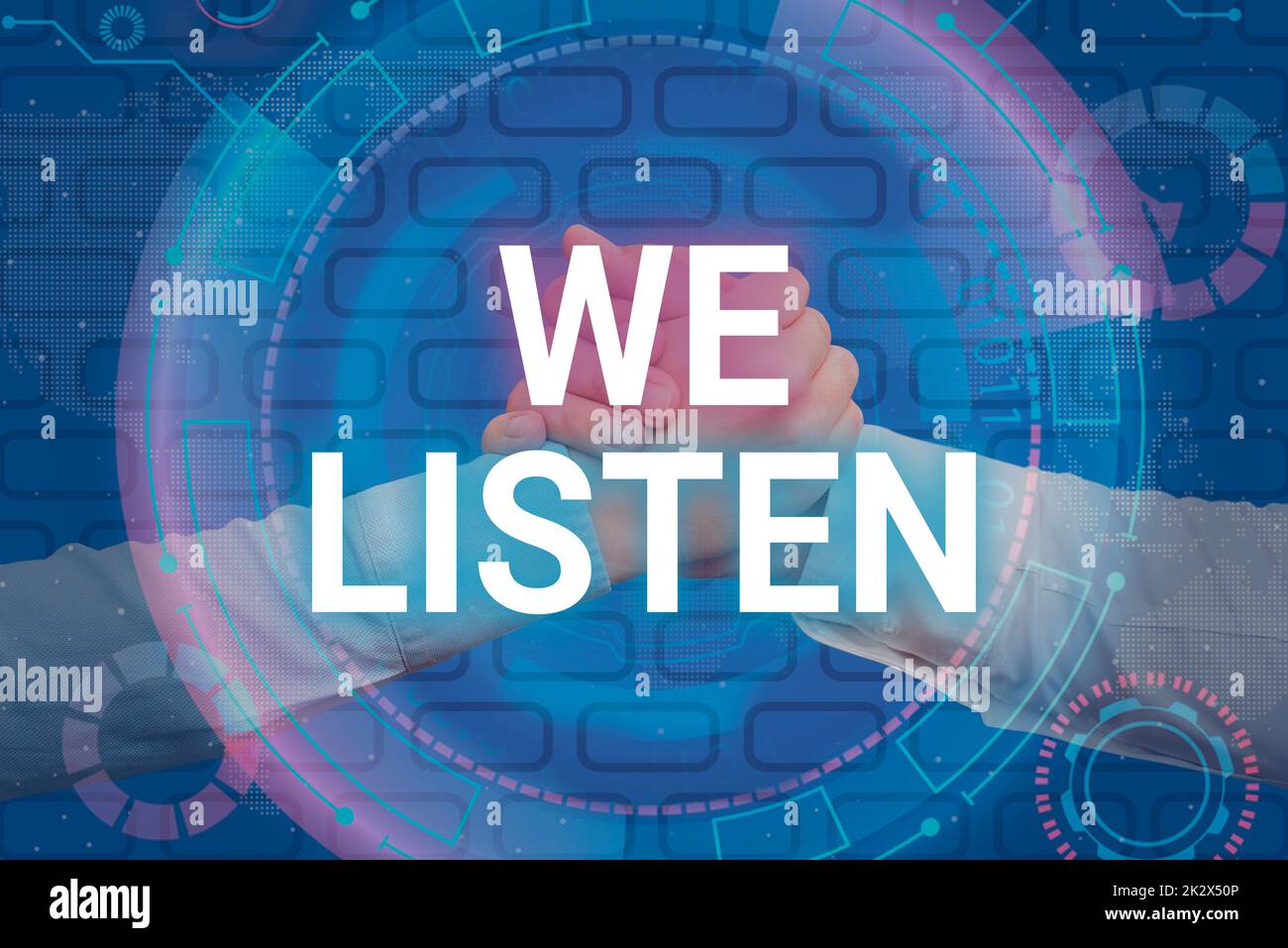 Text sign showing We Listen. Internet Concept Group of showing that is ...