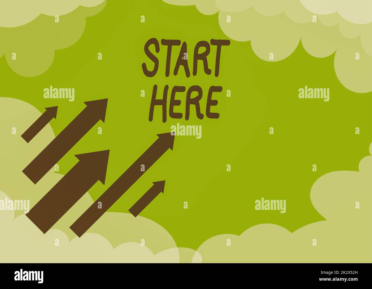 Writing displaying text Start Here. Business showcase telling someone ...