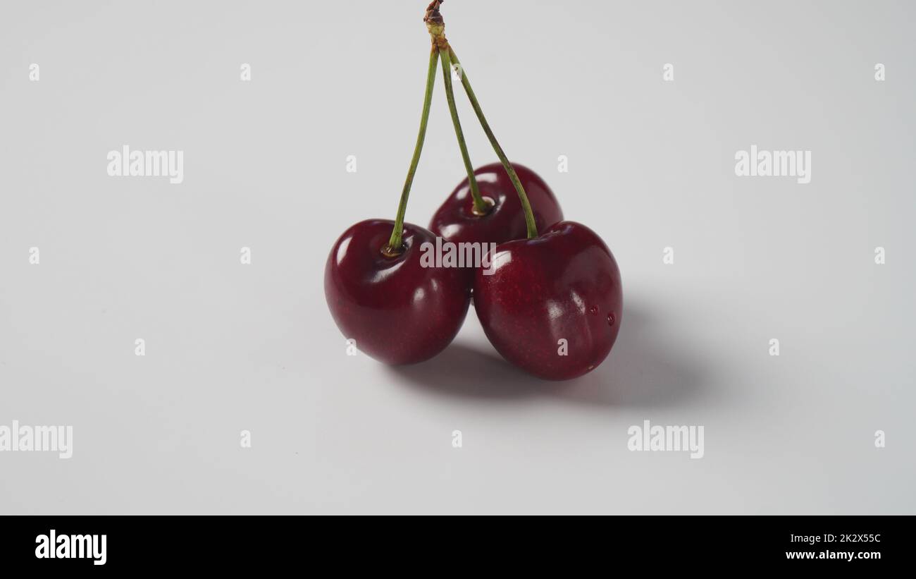 Ripe cherries leaves on black hi-res stock photography and images - Alamy