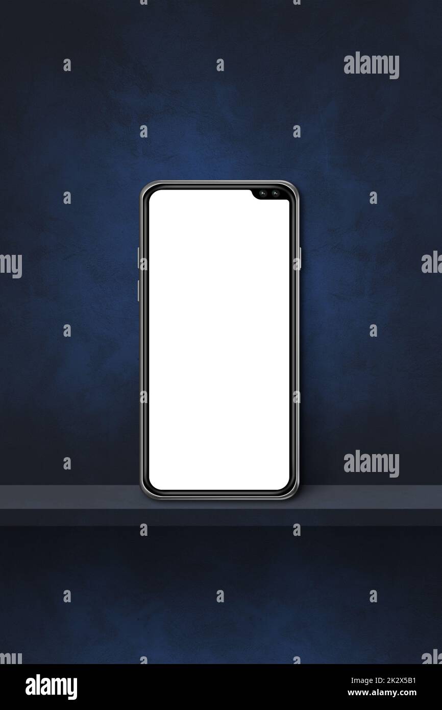 Mobile phone on black wall shelf. Vertical background Stock Photo - Alamy