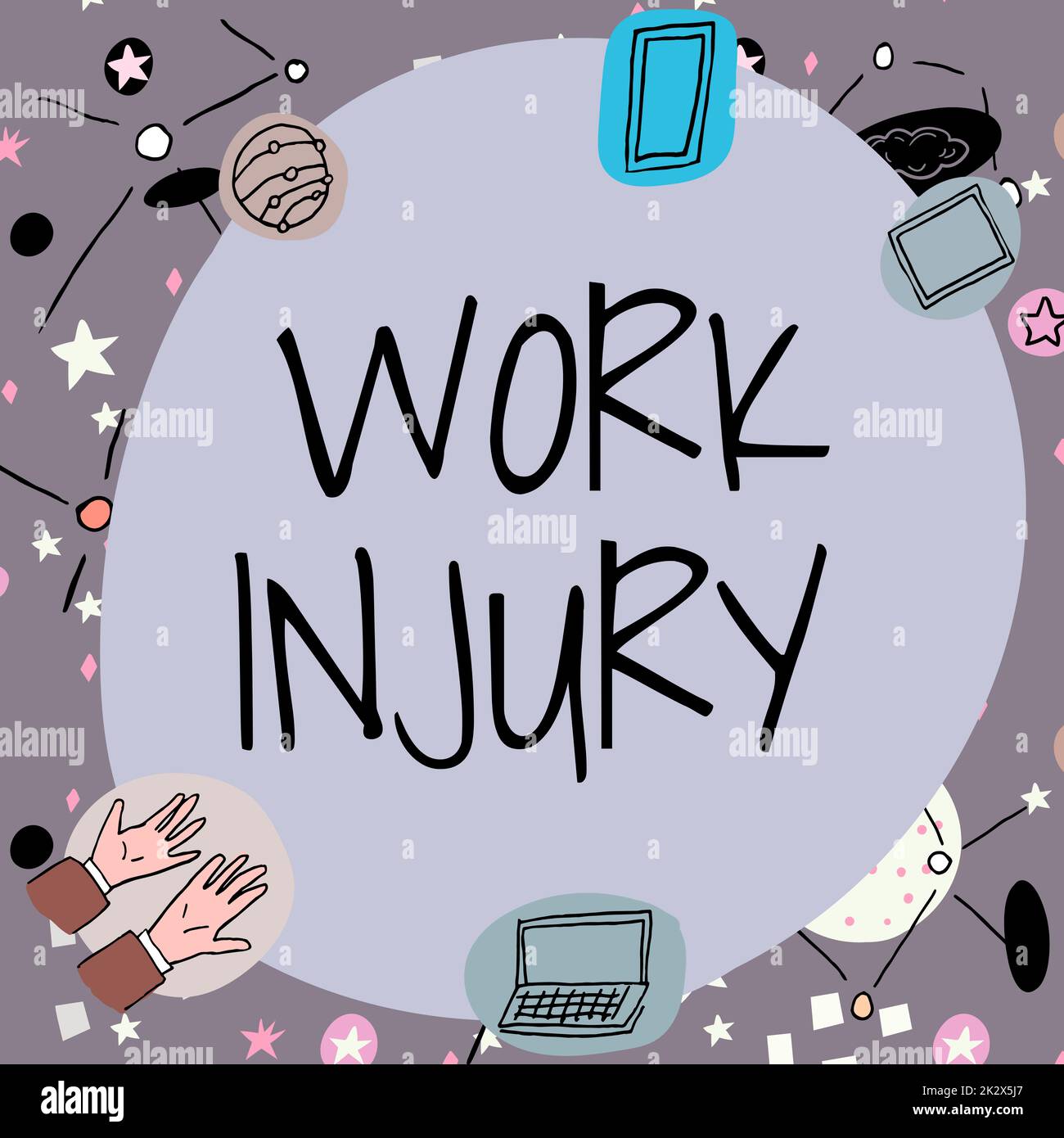 Text caption presenting Work Injury. Business concept Accident in job ...