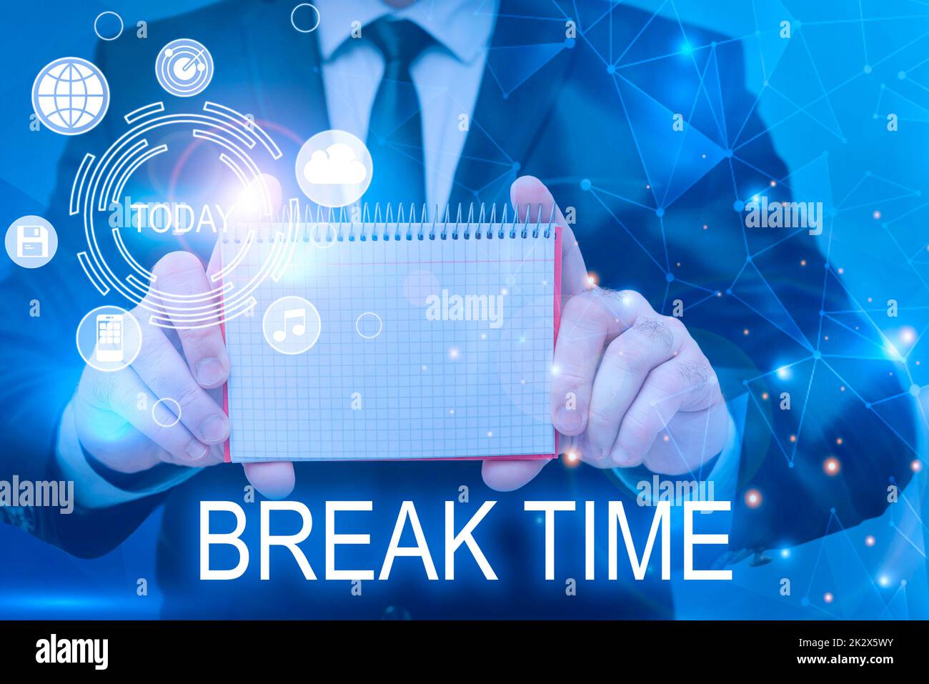 Writing displaying text Break Time. Conceptual photo Period of rest or ...