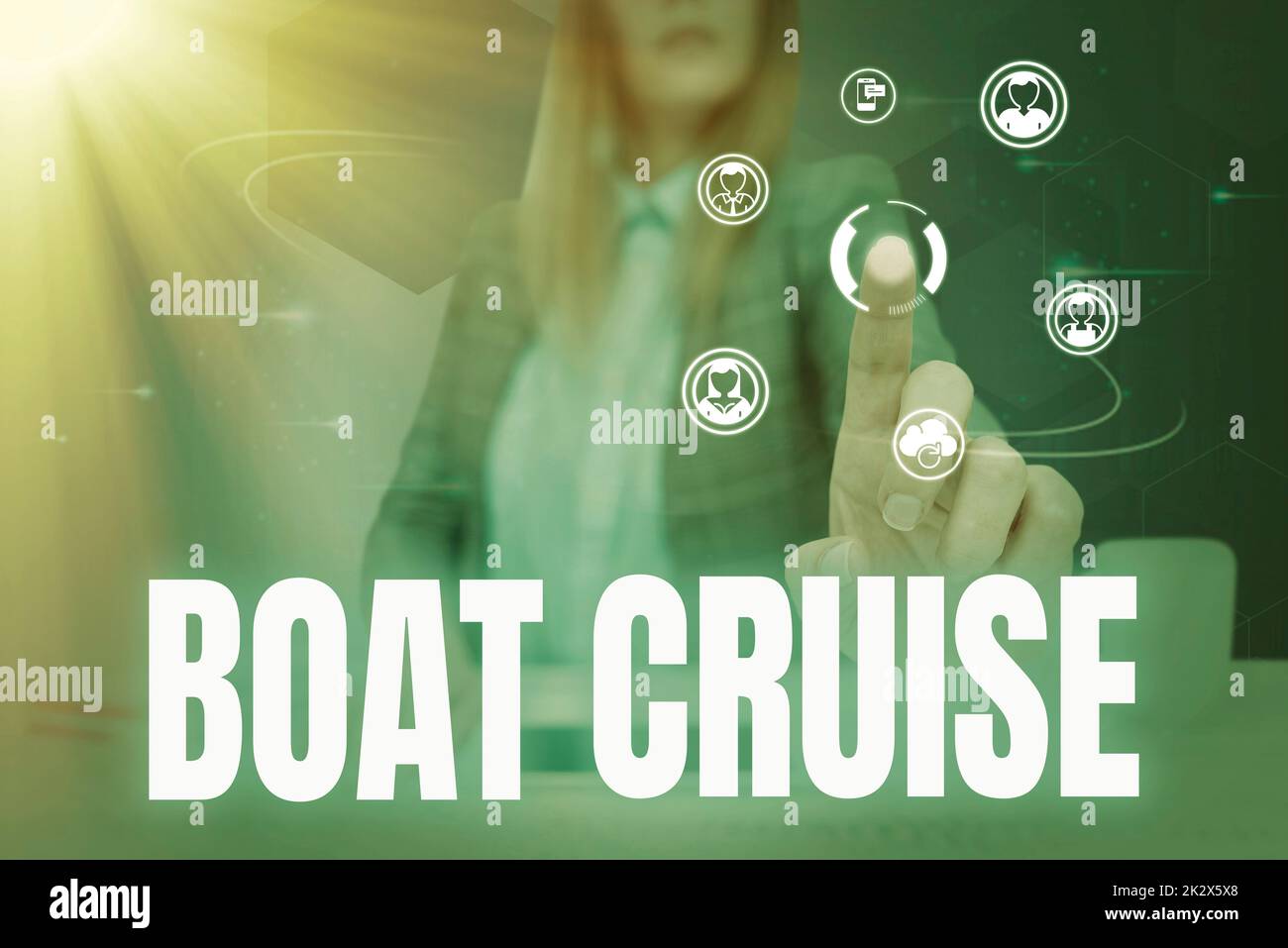 Hand writing sign Boat Cruise. Business idea sail about in area without ...