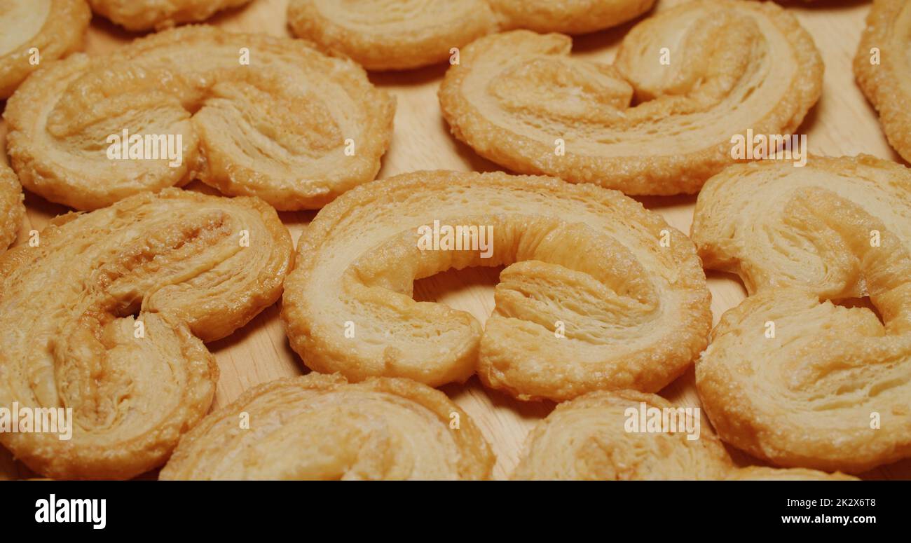 Heart shape baked Palmier cookies Stock Photo - Alamy