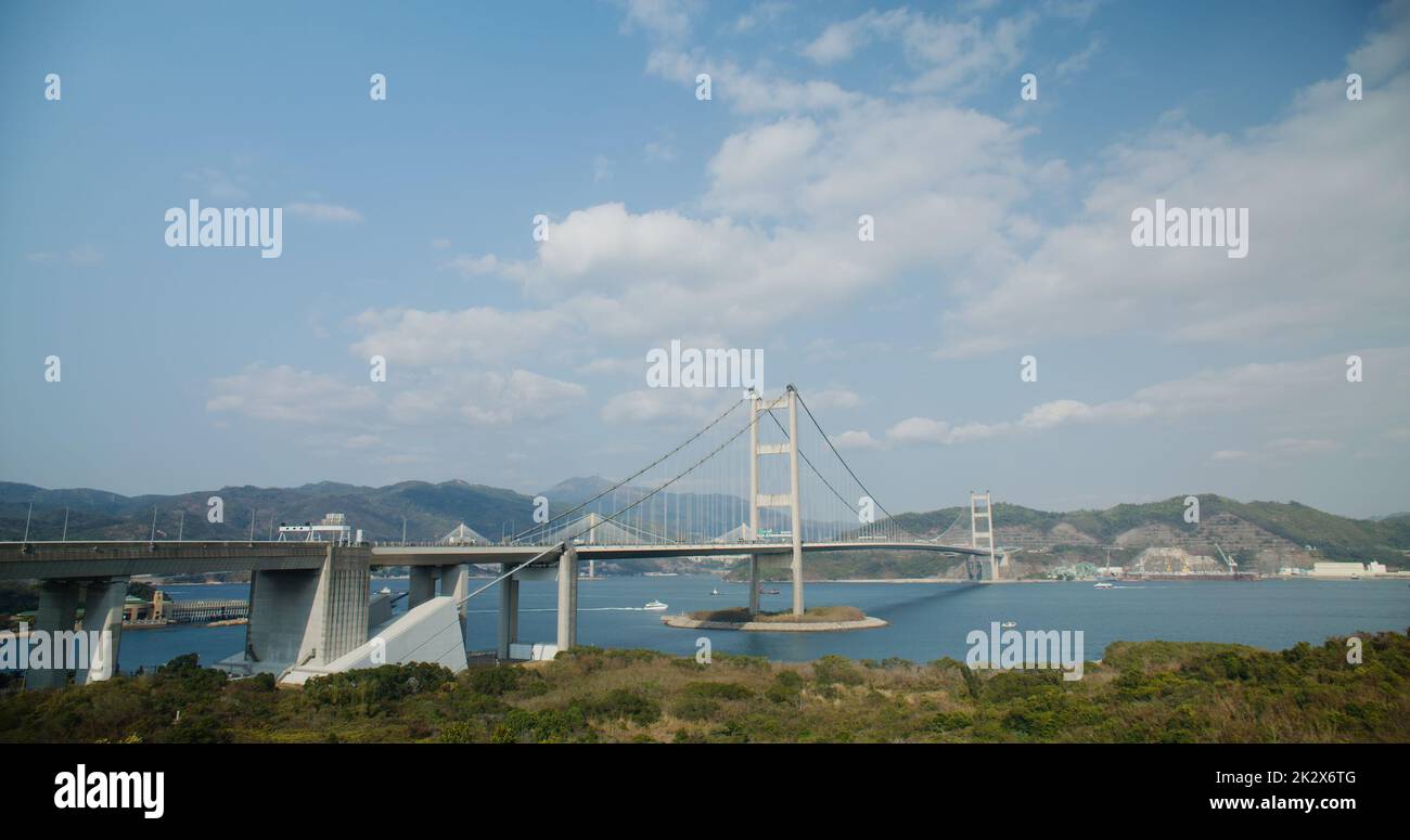 Tsing Ma Suspension bridge in Hong Kong city Stock Photo - Alamy