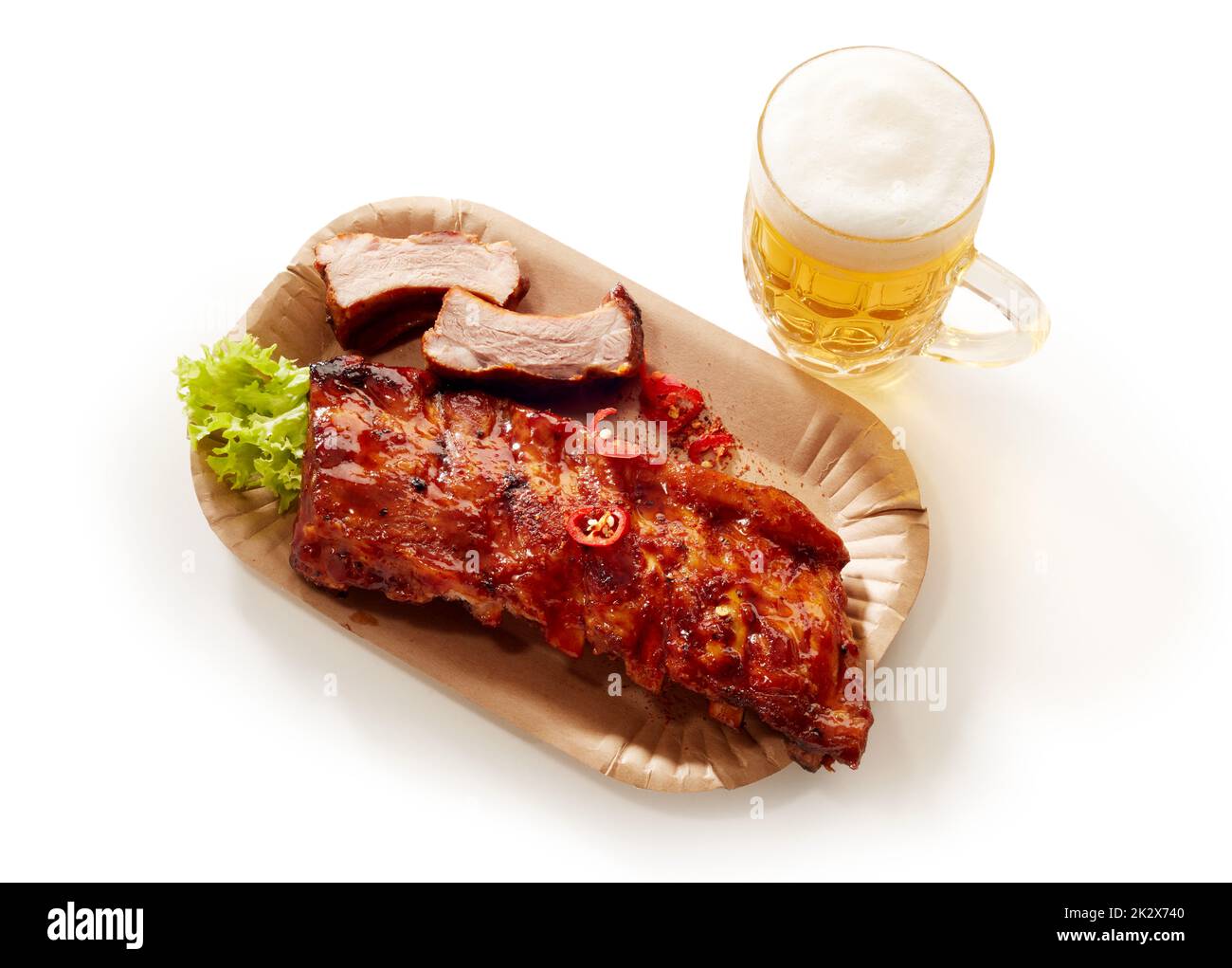 Pork ribs and lager beer on table Stock Photo - Alamy