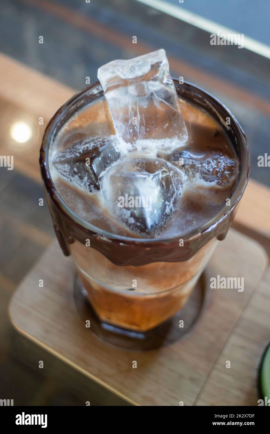 Iced coffee mocha with melt chocolate Stock Photo - Alamy