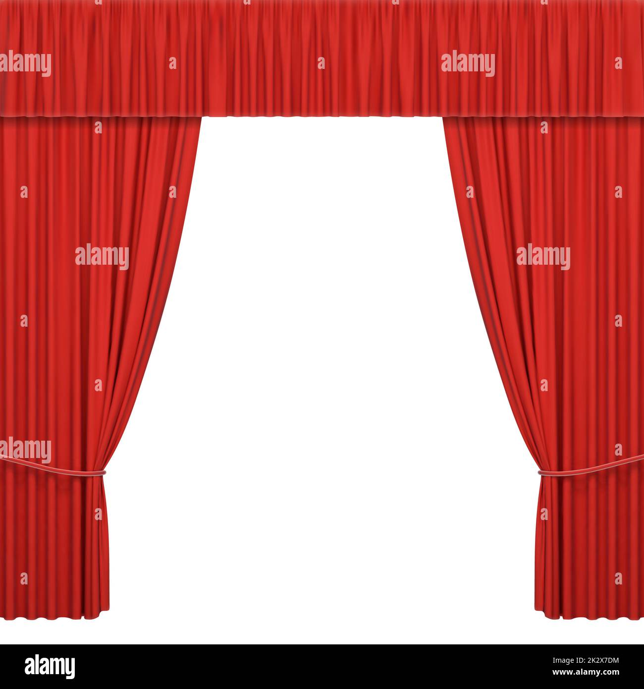 Red open stage curtains background isolated on white Stock Photo - Alamy