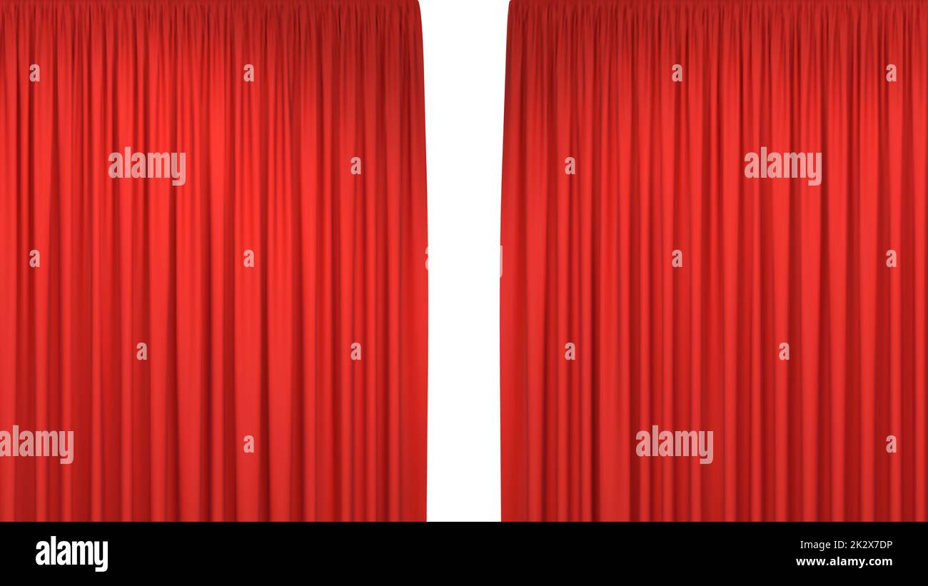 Red open stage curtains background isolated on white Stock Photo - Alamy