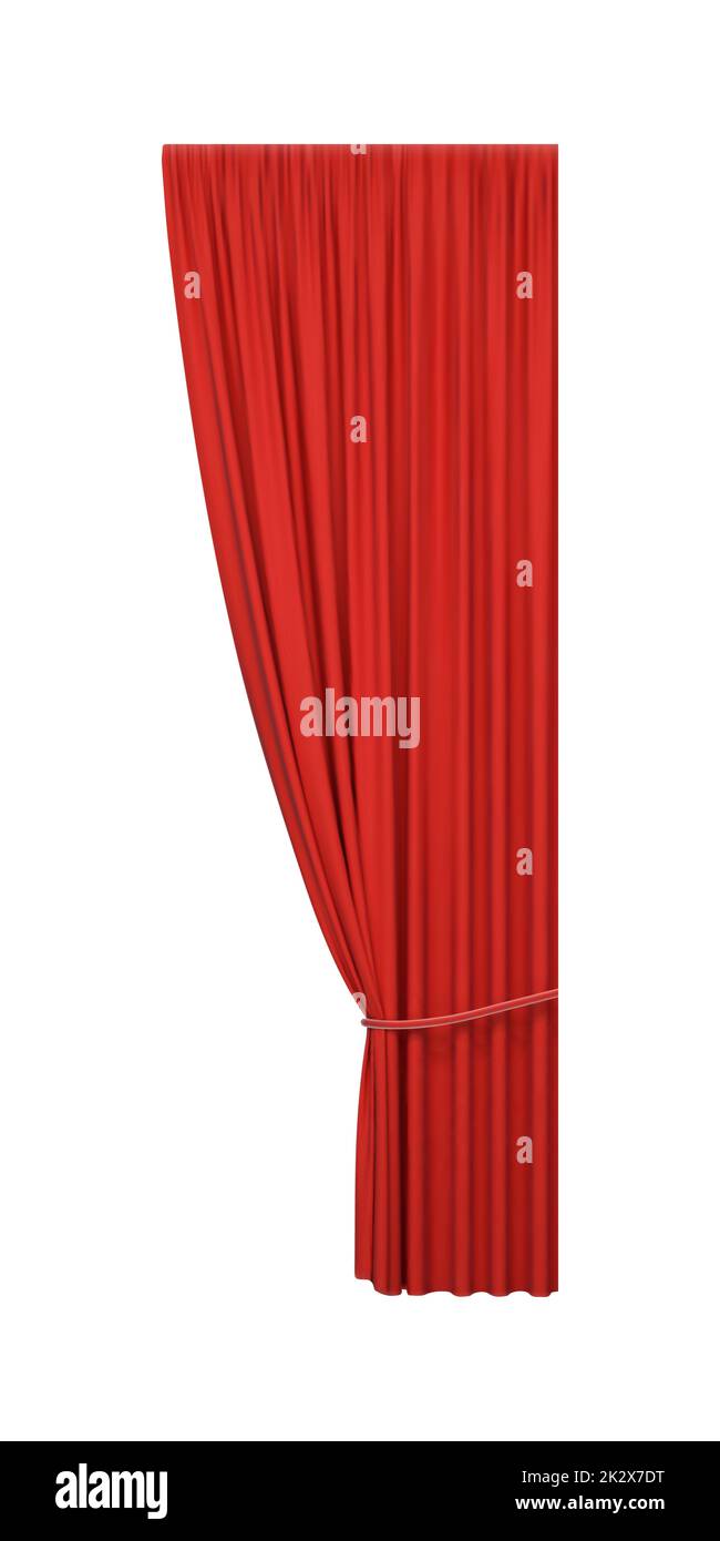 Open red curtain with rope Stock Photo - Alamy