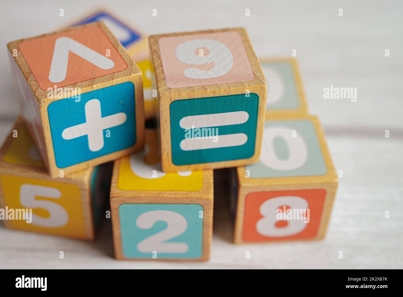 Number Wood Block Cubes For Learning Mathematic Education Math Concept