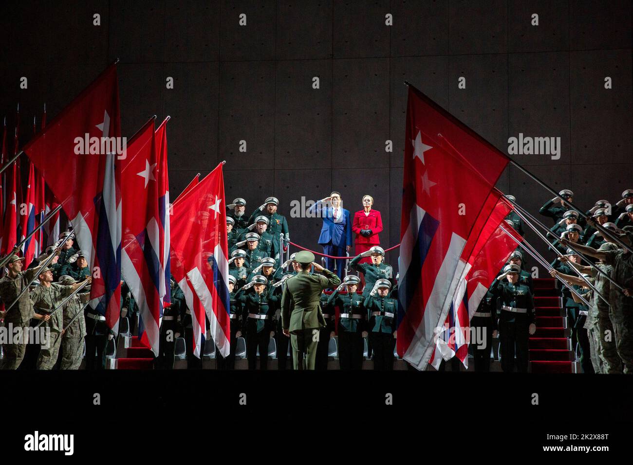 soldiers holding flags of an unspecified dictatorship in a new ...