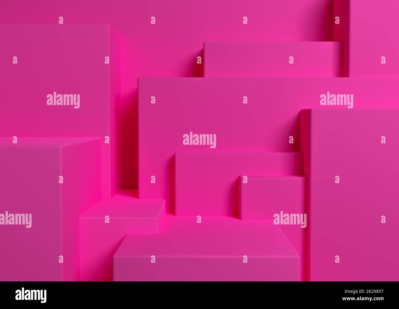 Bright magenta, neon pink 3D rendering product display podium or stand ...