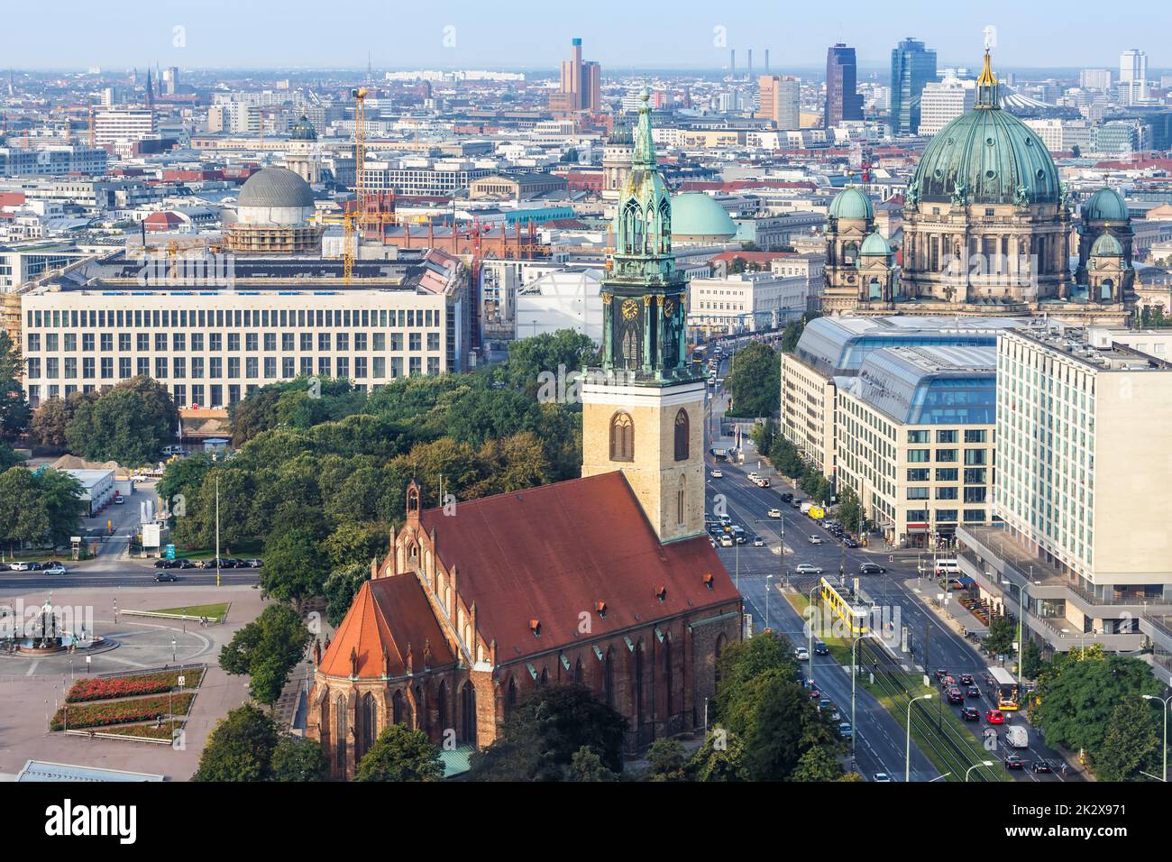 Berlin St. Marienkirche church city town skyline in Germany aerial view ...