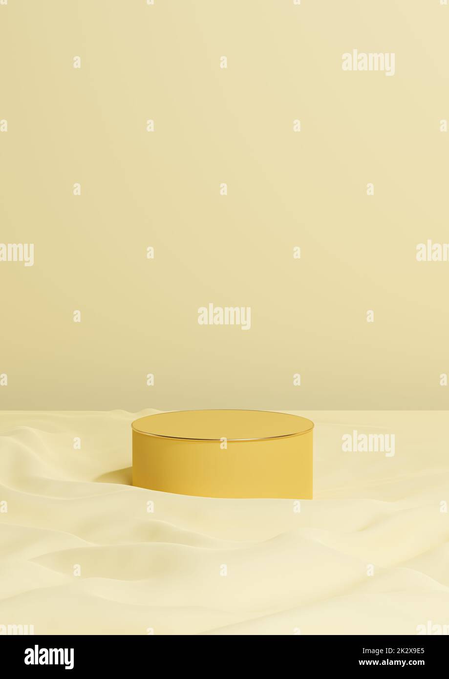 Warm, light, bright, pastel yellow 3D rendering minimal product display ...