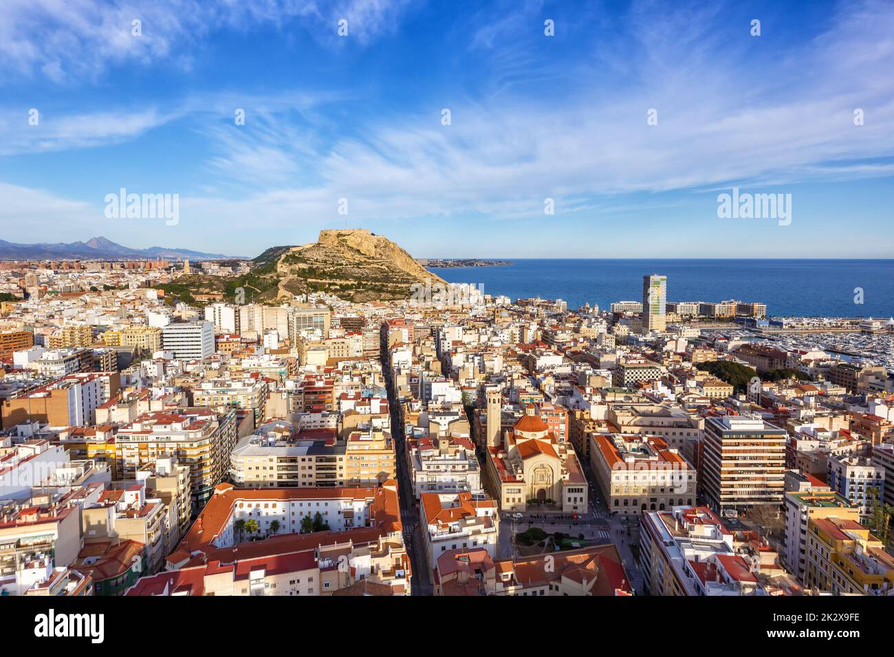 Alicante Alacant overview of town city and castle view Castillo Santa ...